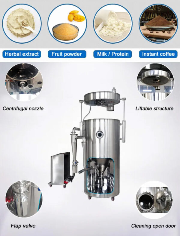 LPG100 Food Industrial Spray Dryer For Fruit Powder Milk Protein Powder ...